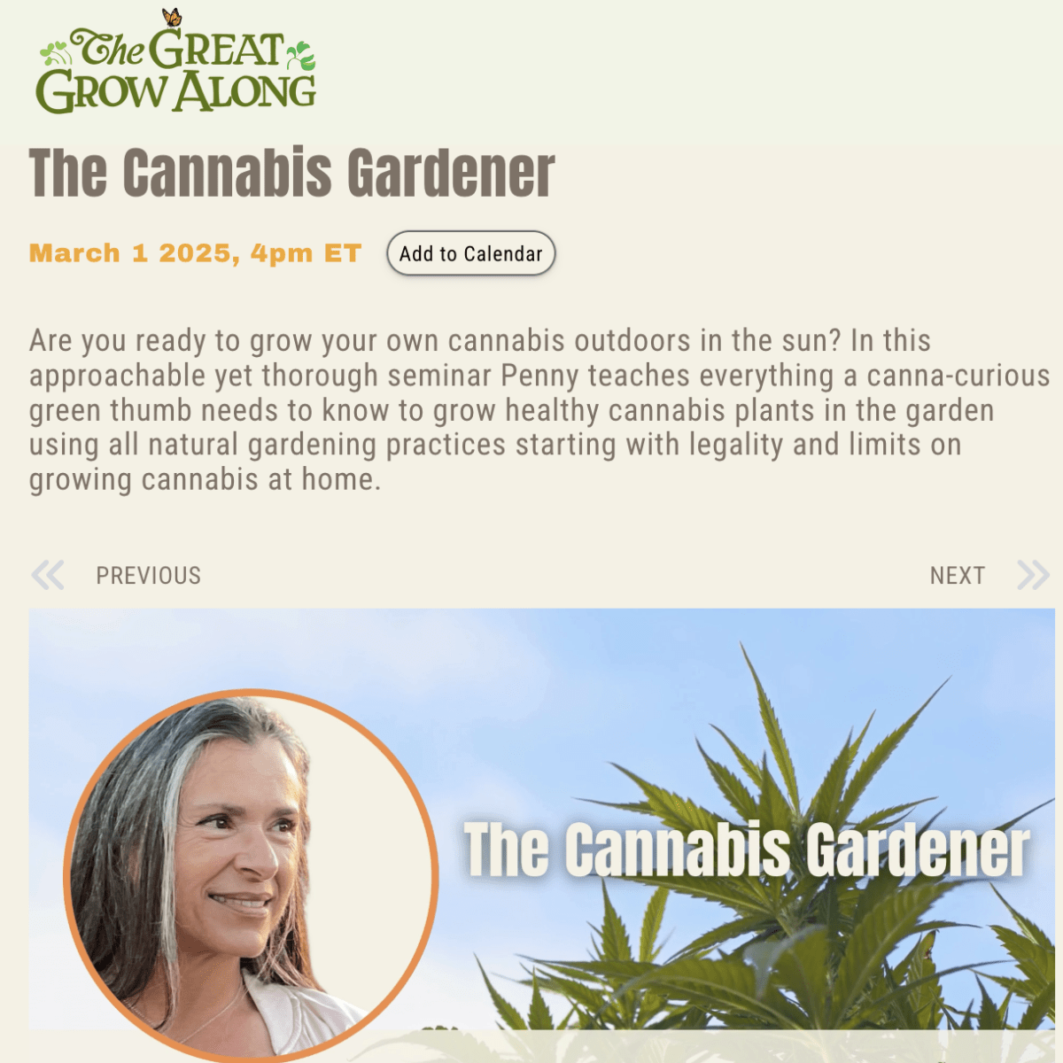 Cannabis at the Great Grow Along – Penny Barthel